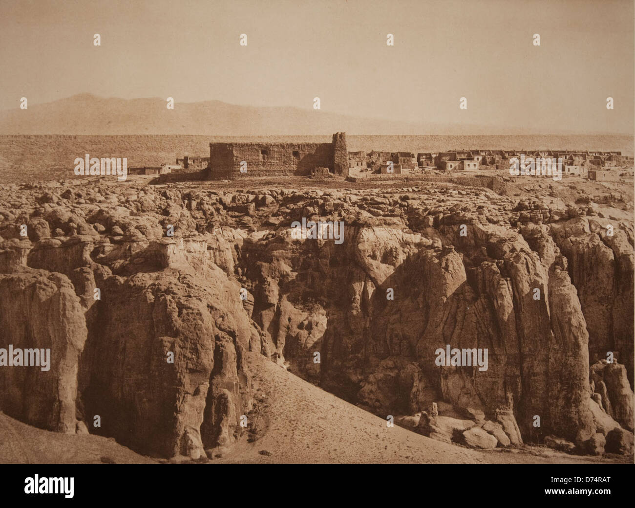 A view of the Acoma Pueblo from the south, highlighting the historic ...