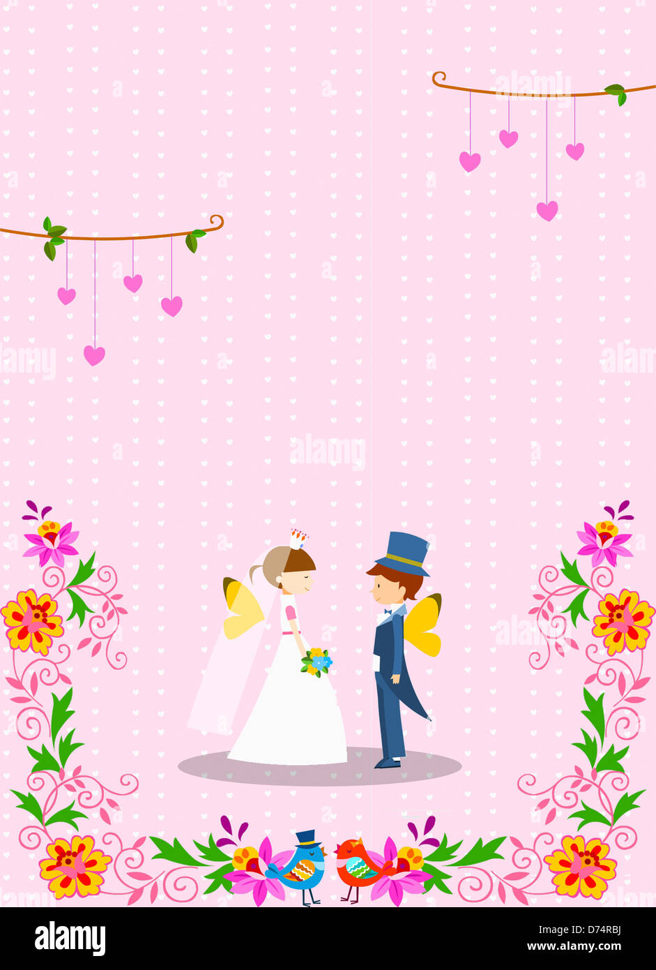 illustration of a couple getting married Stock Photo - Alamy