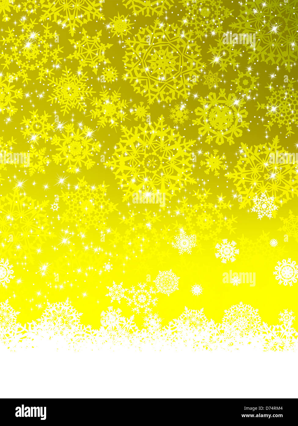 Abstract yellow winter background with snowflakes Stock Photo - Alamy