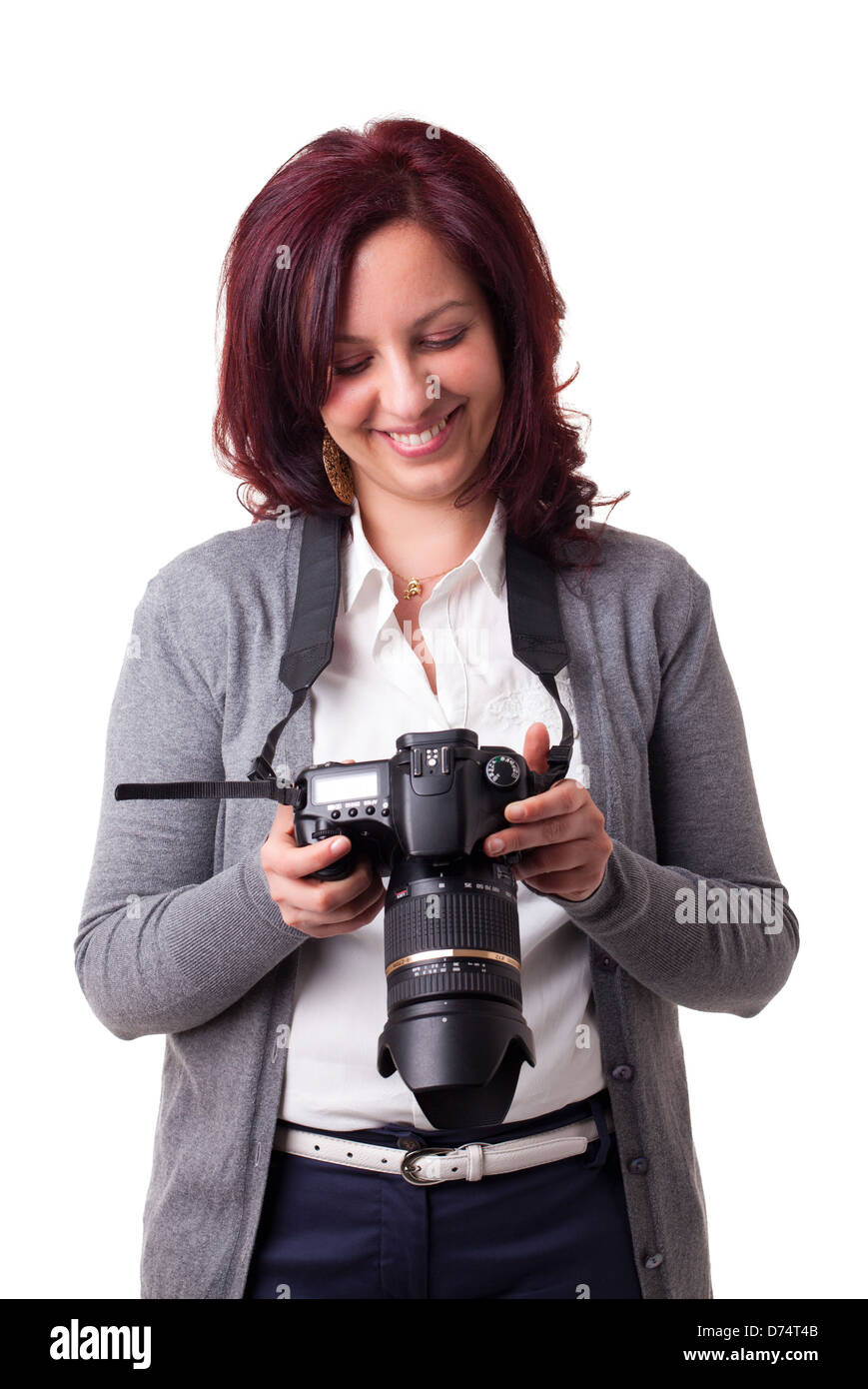 Young photographer woman holding camera hi-res stock photography and ...