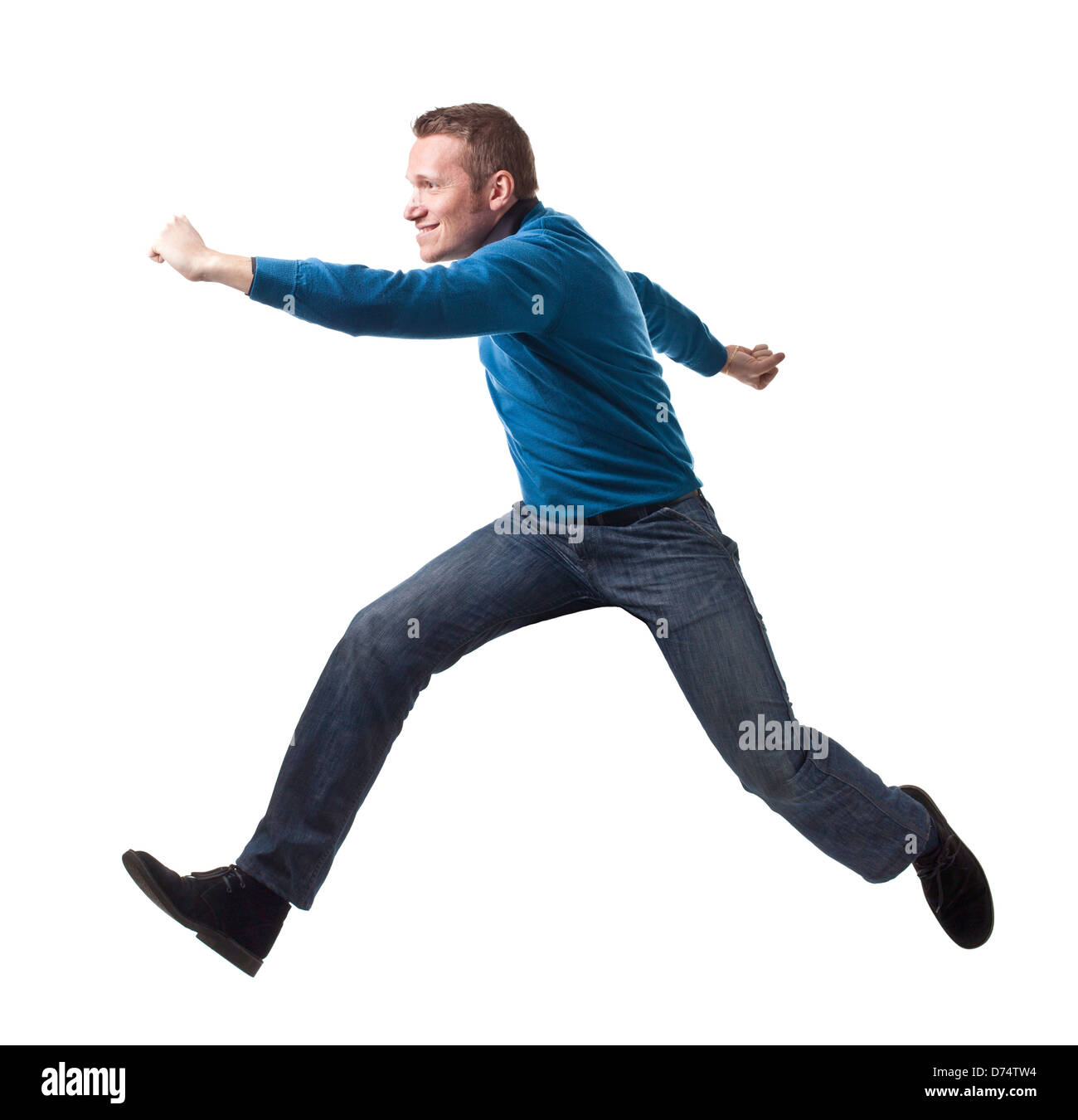 jumping man isolated on white background Stock Photo - Alamy