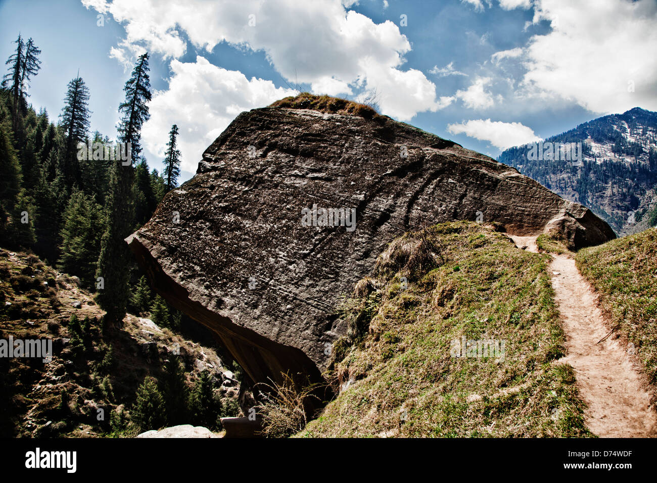 Clouds over mountain range, Jugni Falls, Manali, Himachal Pradesh ...