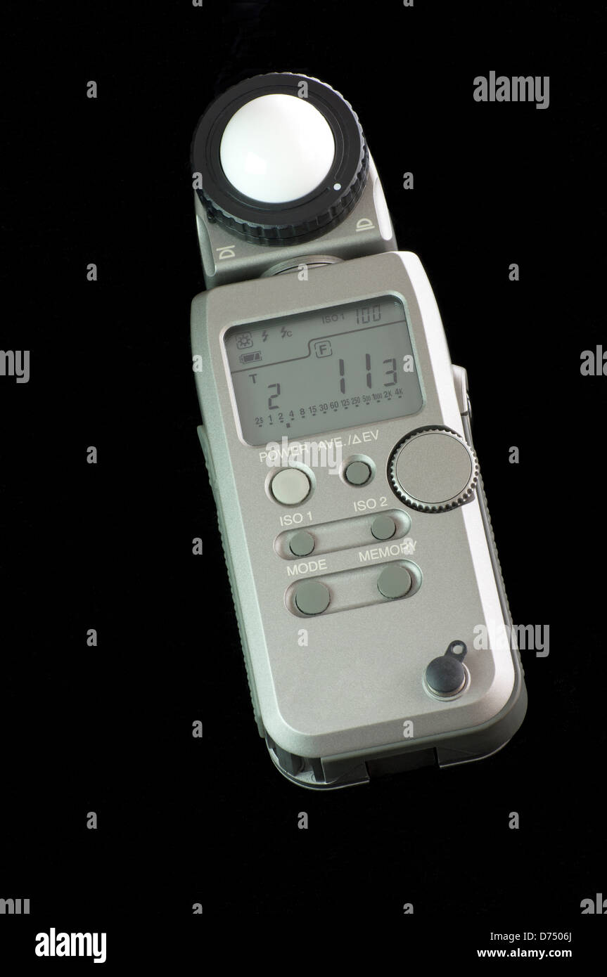 Light Meter against black background with readings displayed on screen ...