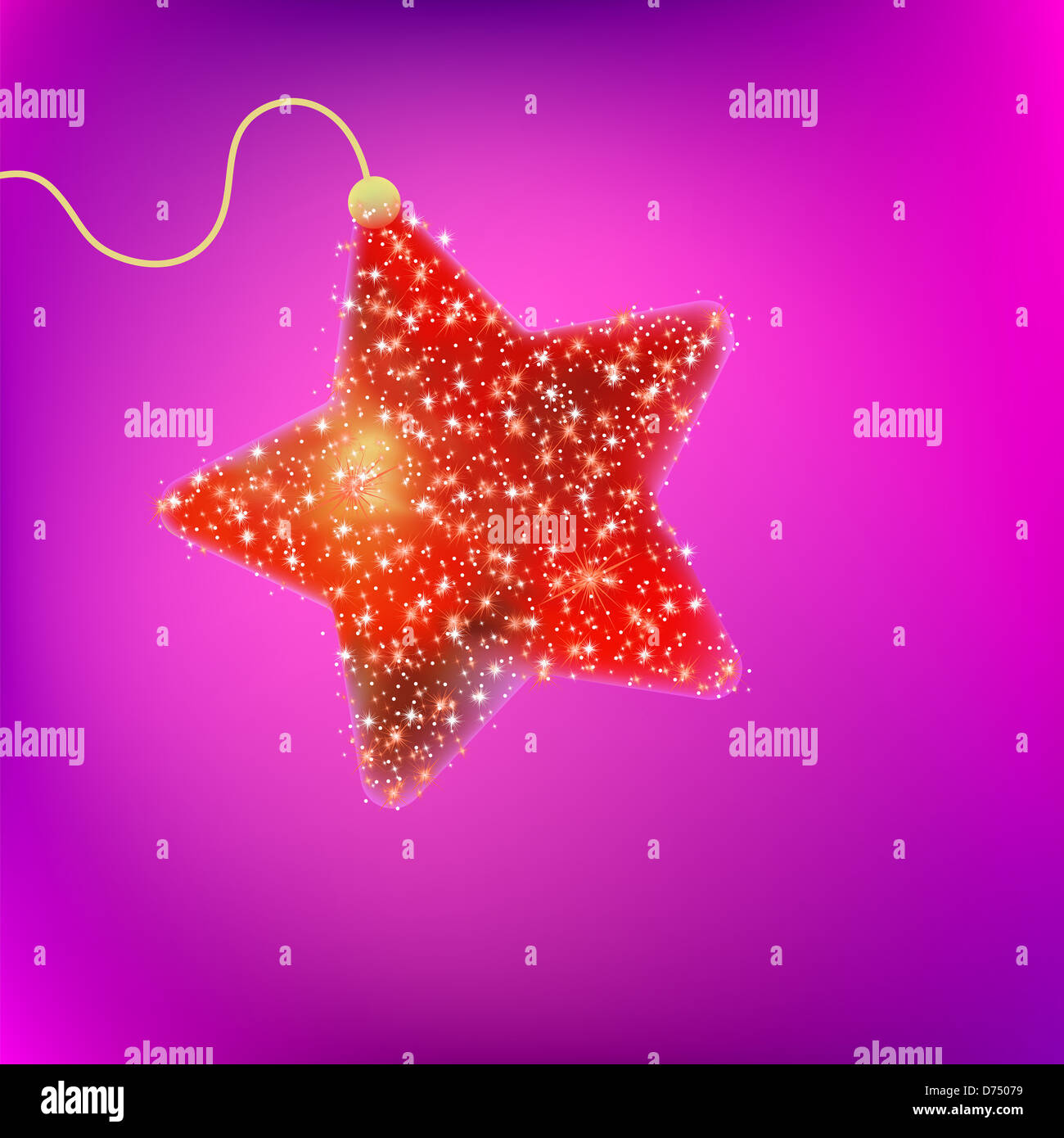Christmas star illustration - postcard with a twinkling red star Stock ...