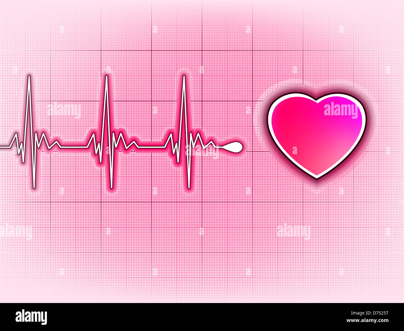 Illustration depicting a graph from a heart beat and a heart Stock ...