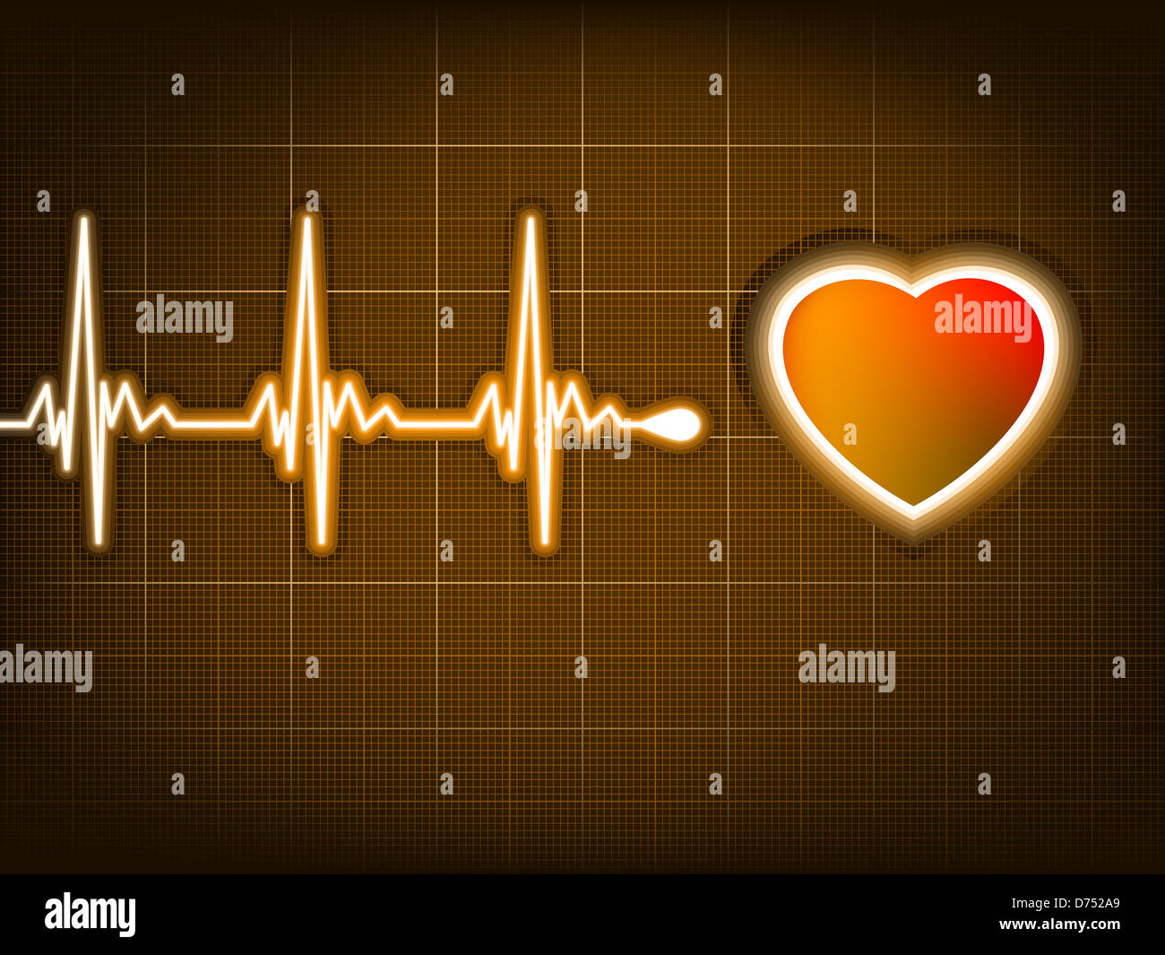 Illustration depicting a graph from a heart beat and a heart Stock ...