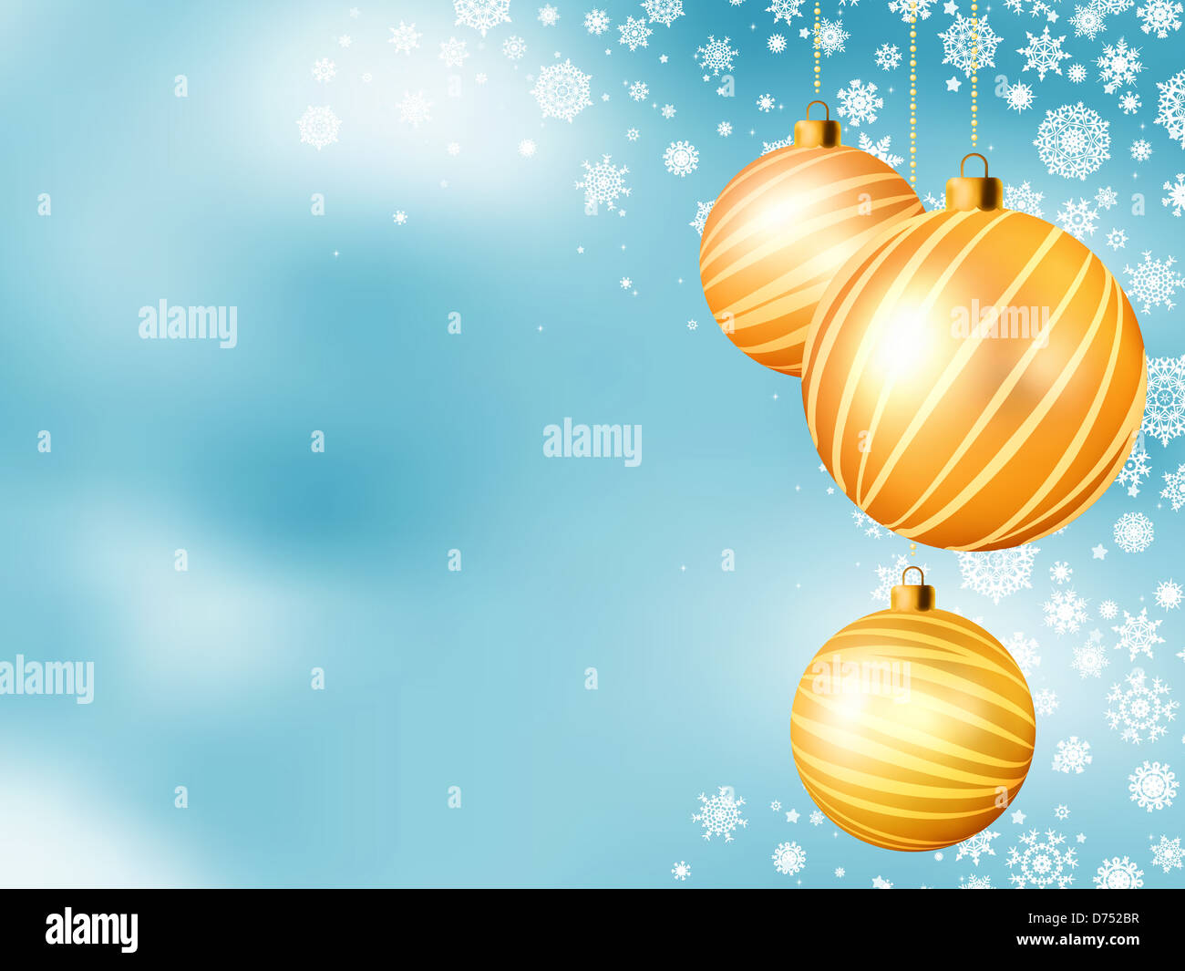 Light blue Christmas backdrop with five balls Stock Photo - Alamy