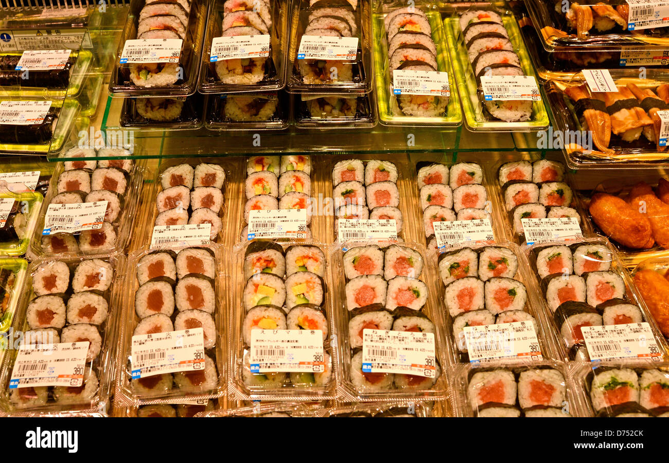 Sushis on display Tokyo Japan Stock Photo - Alamy