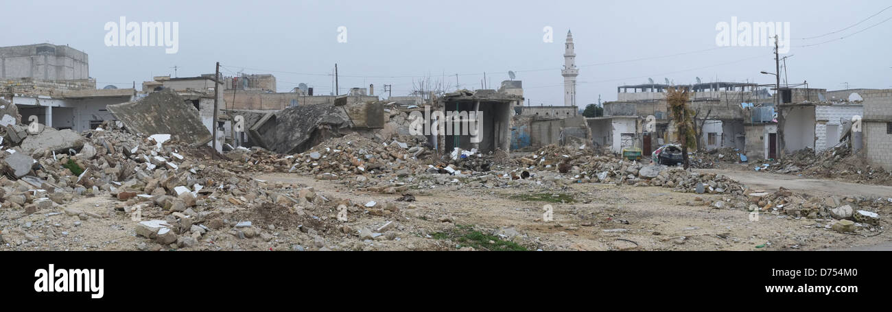 Panoramic picture of the destroyed Souk, Azaz, Syria Stock Photo - Alamy