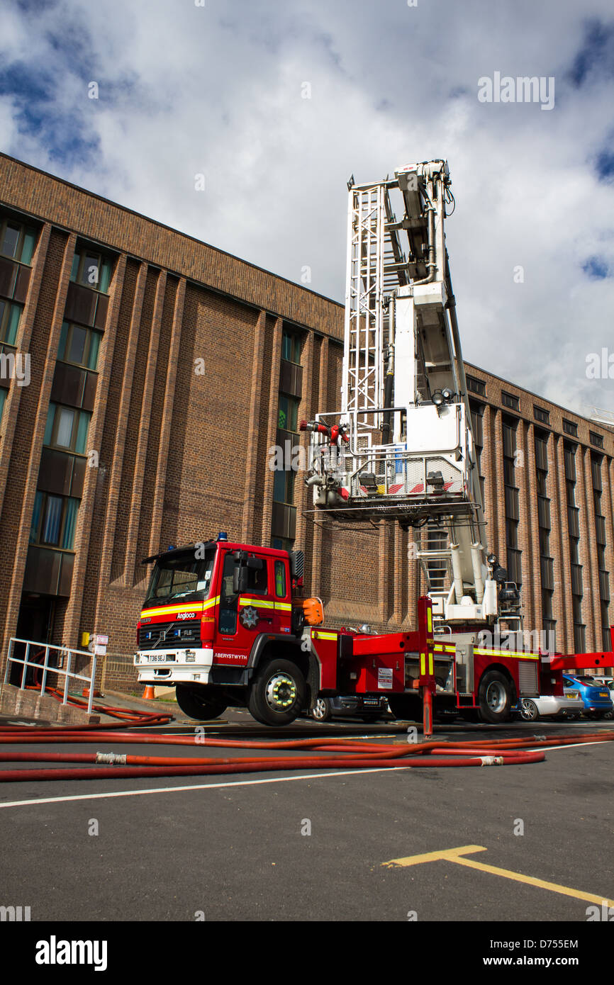 Fire engine at scene of National Library of Wales fire April 26th 2013 ...
