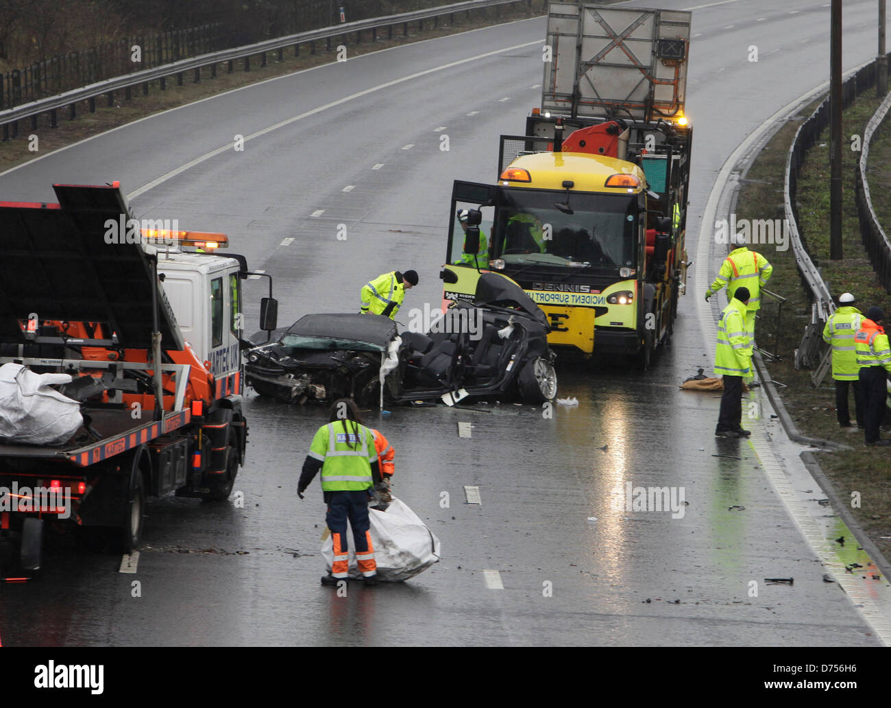 03/12/2012. Watford, U.K. A collision on the M1 motorway between two ...