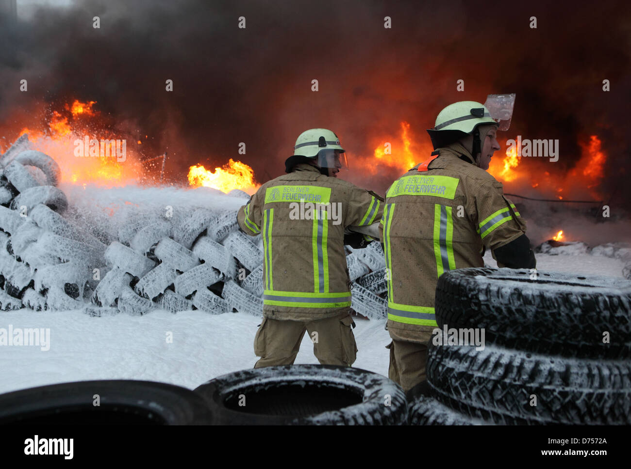 Berlin, Germany, firemen at work Loesch Stock Photo - Alamy