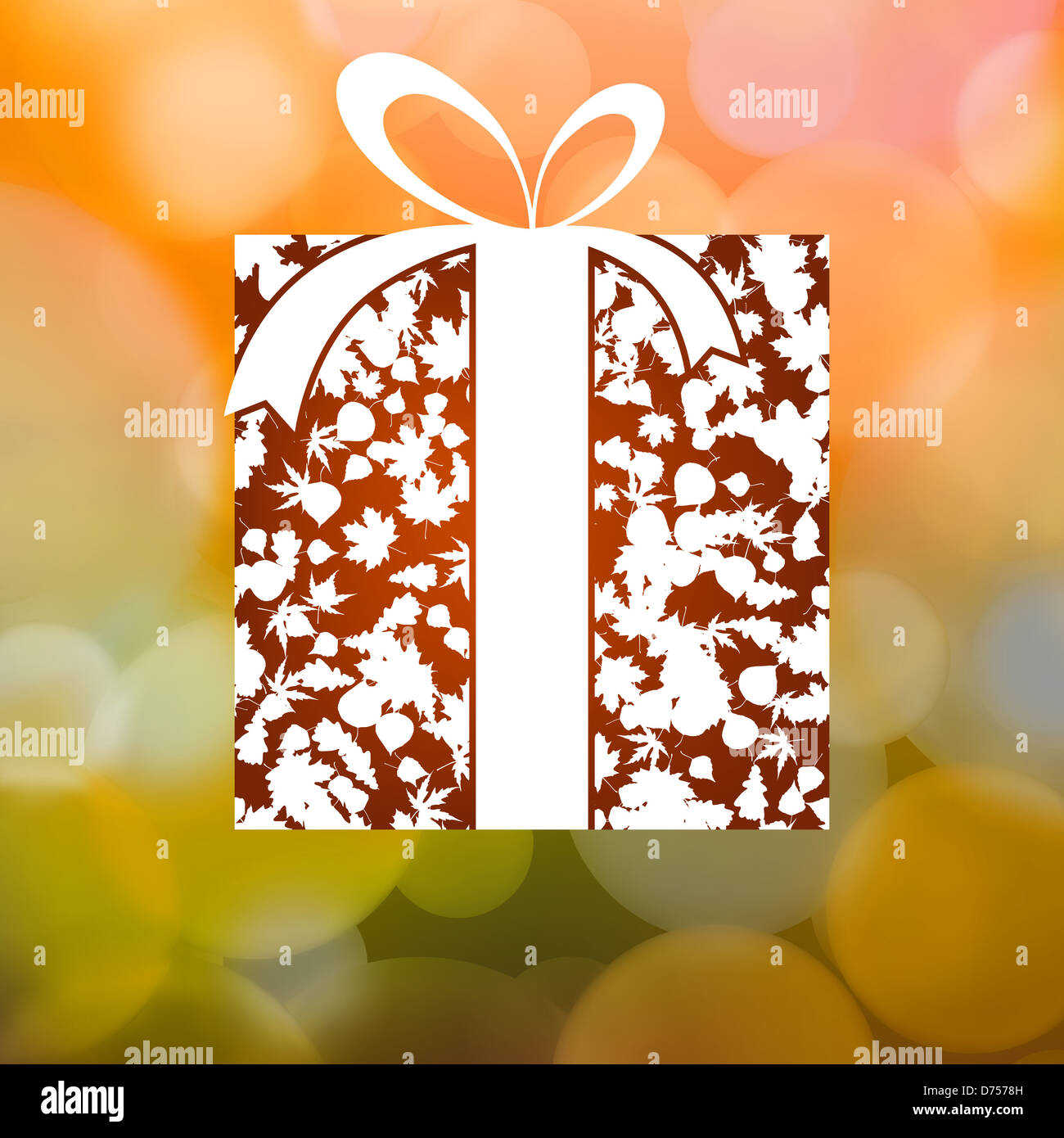 Gift from Autumn leaves background Stock Photo - Alamy