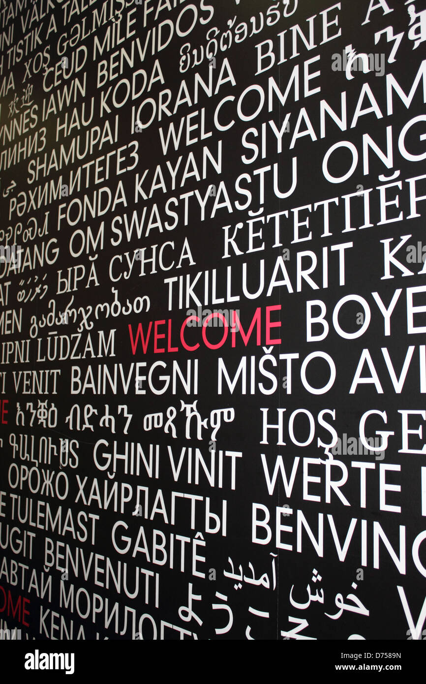 Welcome in different languages to color hi-res stock photography and ...
