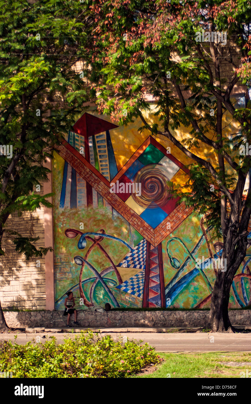 Gaily painted wall, or is it Graffiti Stock Photo - Alamy