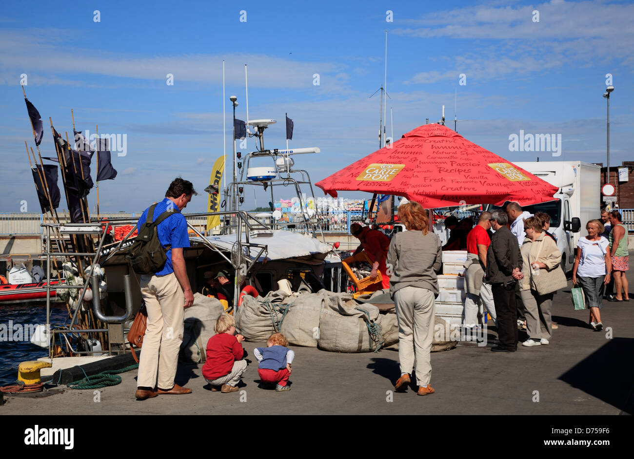 Hel ( Hela) Peninsula, village hel, selling fish from a Trawler in the ...
