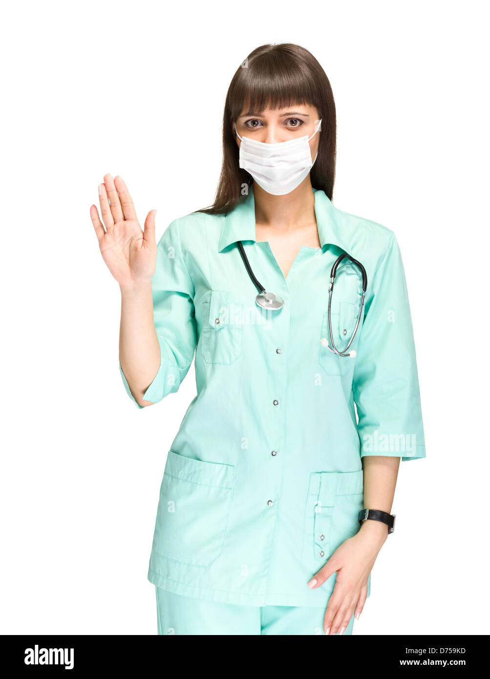 Young medical doctor or nurse making stop sign Stock Photo - Alamy