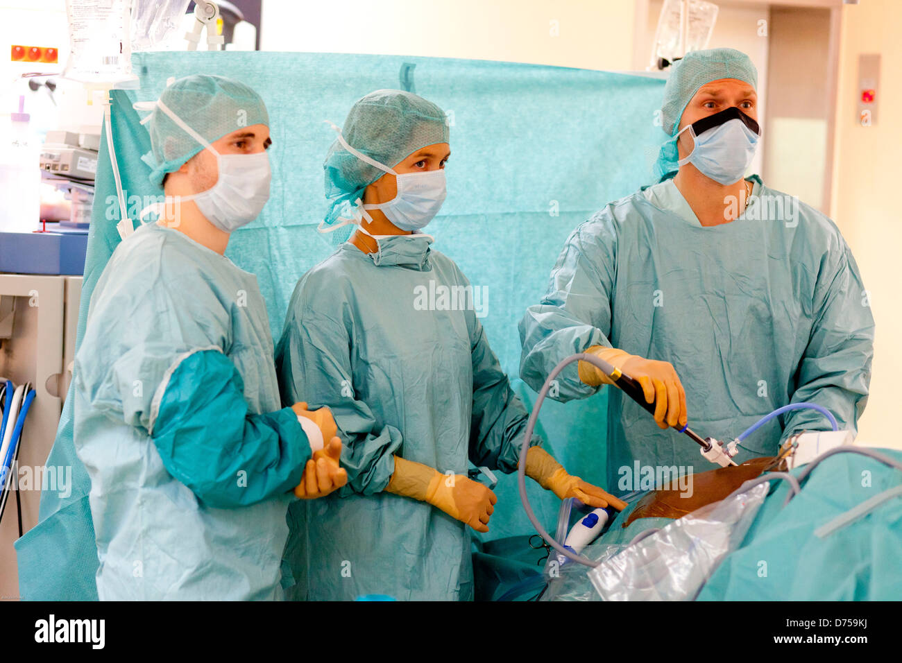 Prostatectomy performed by telesurgery robot Da Vinci which four ...