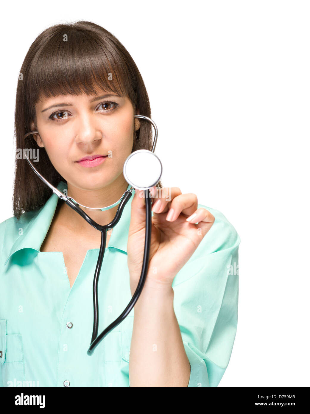 female medical doctor with stethoscope isolated Stock Photo - Alamy