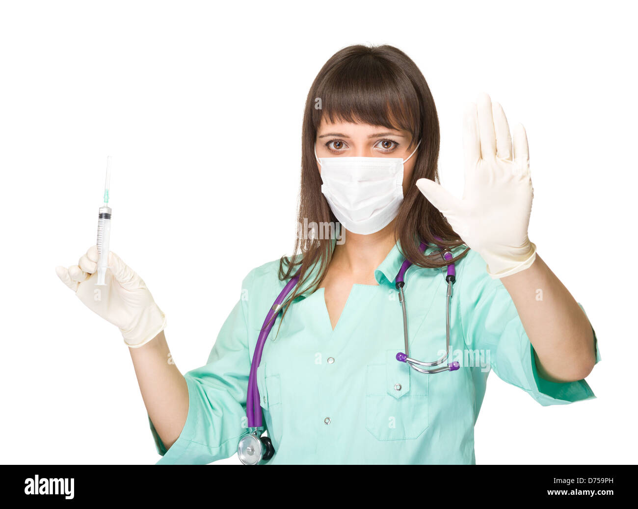 Young medical doctor or nurse making stop sign Stock Photo - Alamy