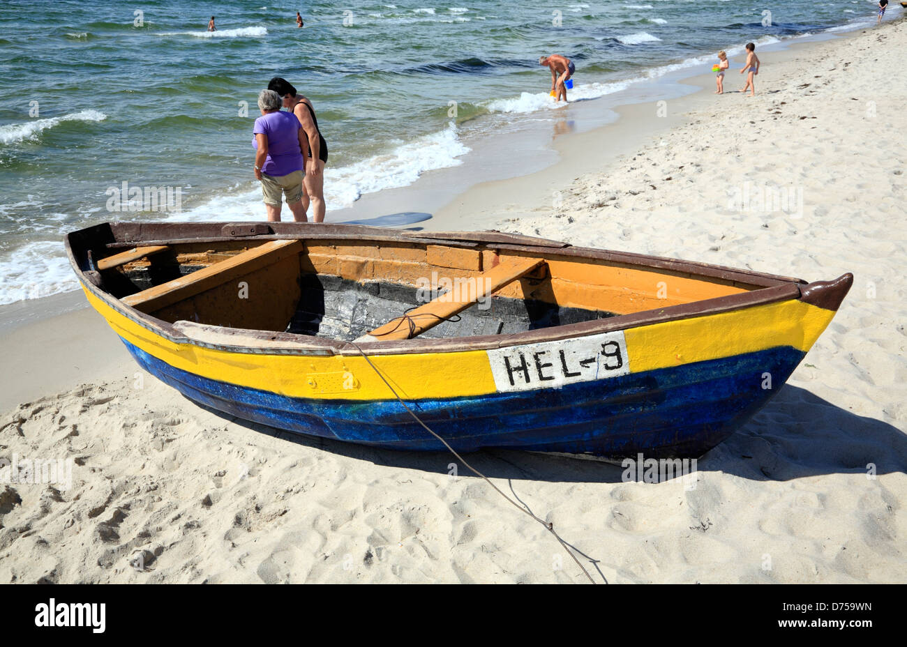Hel Peninsula (Hela), Mierzeja Helska, boat at Hel beach, Pomerania ...