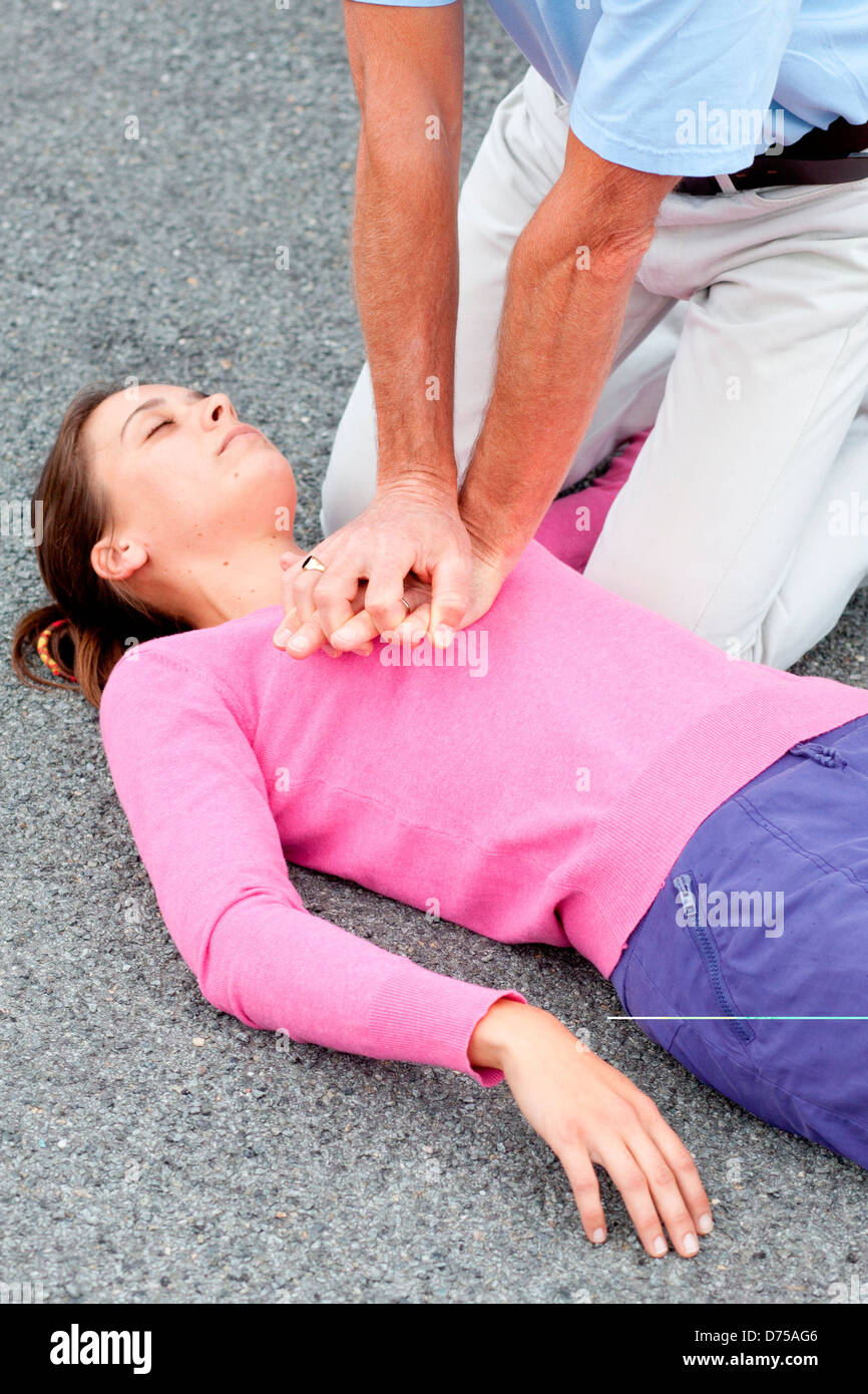 Basic first aid procedures : cardiopulmonary resuscitation Stock Photo ...