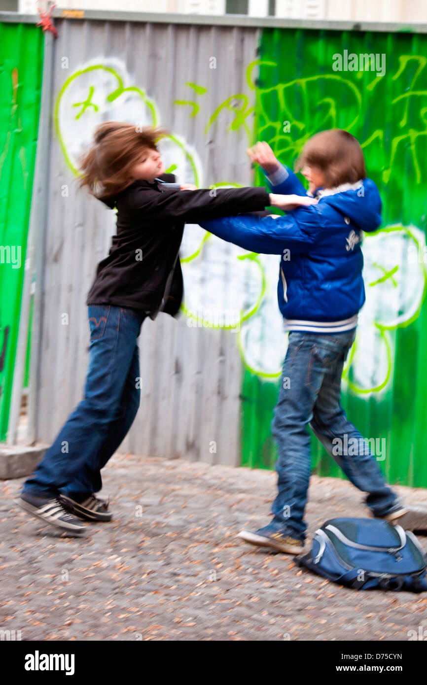 Fight between young boys Stock Photo - Alamy
