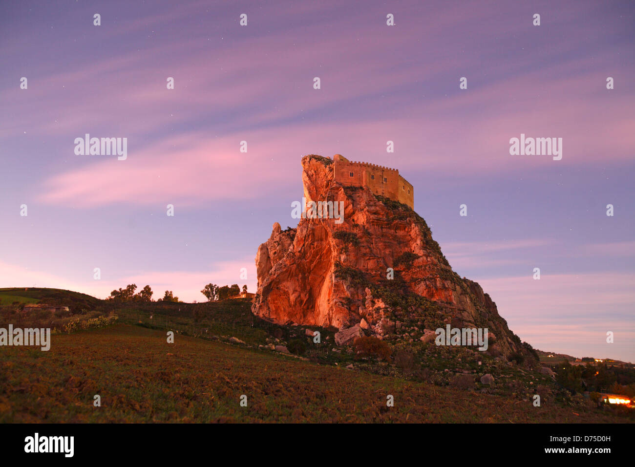 Castle of Mussumeli, or Chiaramonte castle, Sicily, Italy Stock Photo ...