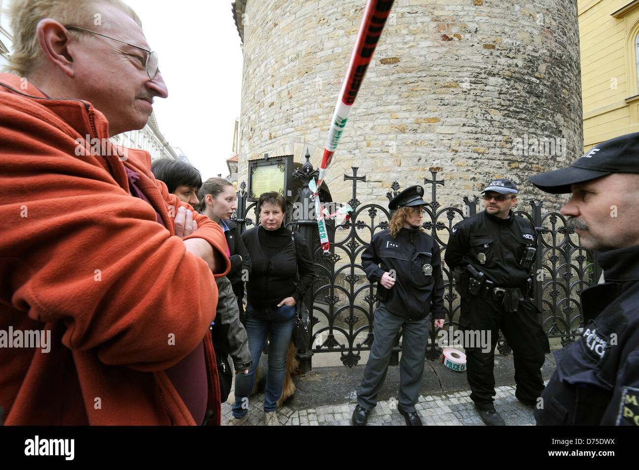 Prague, Czech Republic. 29th April, 2013. Citizens of Divadelni Street ...