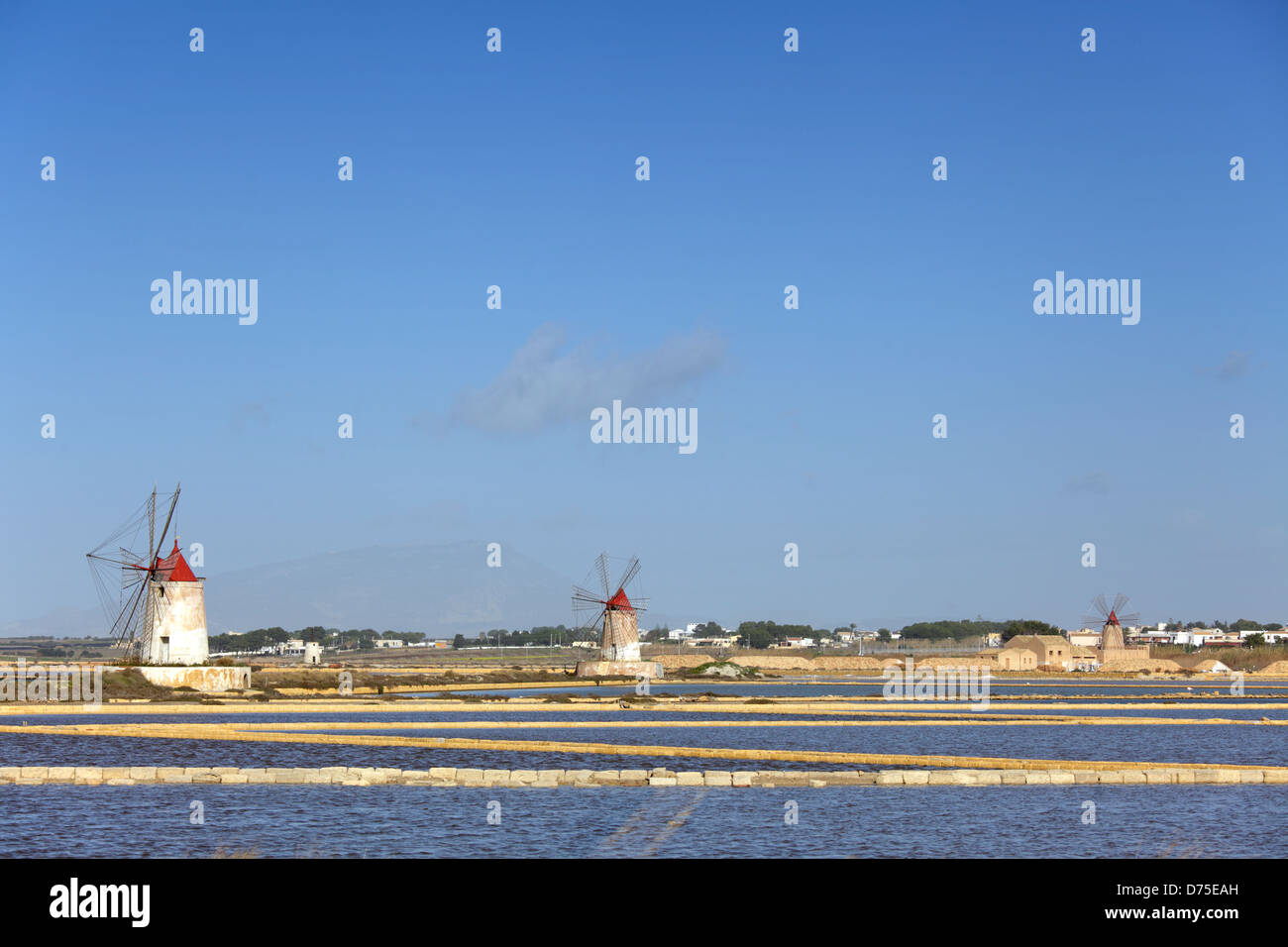 Windmills at Salt Pans in Trapani, Sicily, Italy Stock Photo - Alamy