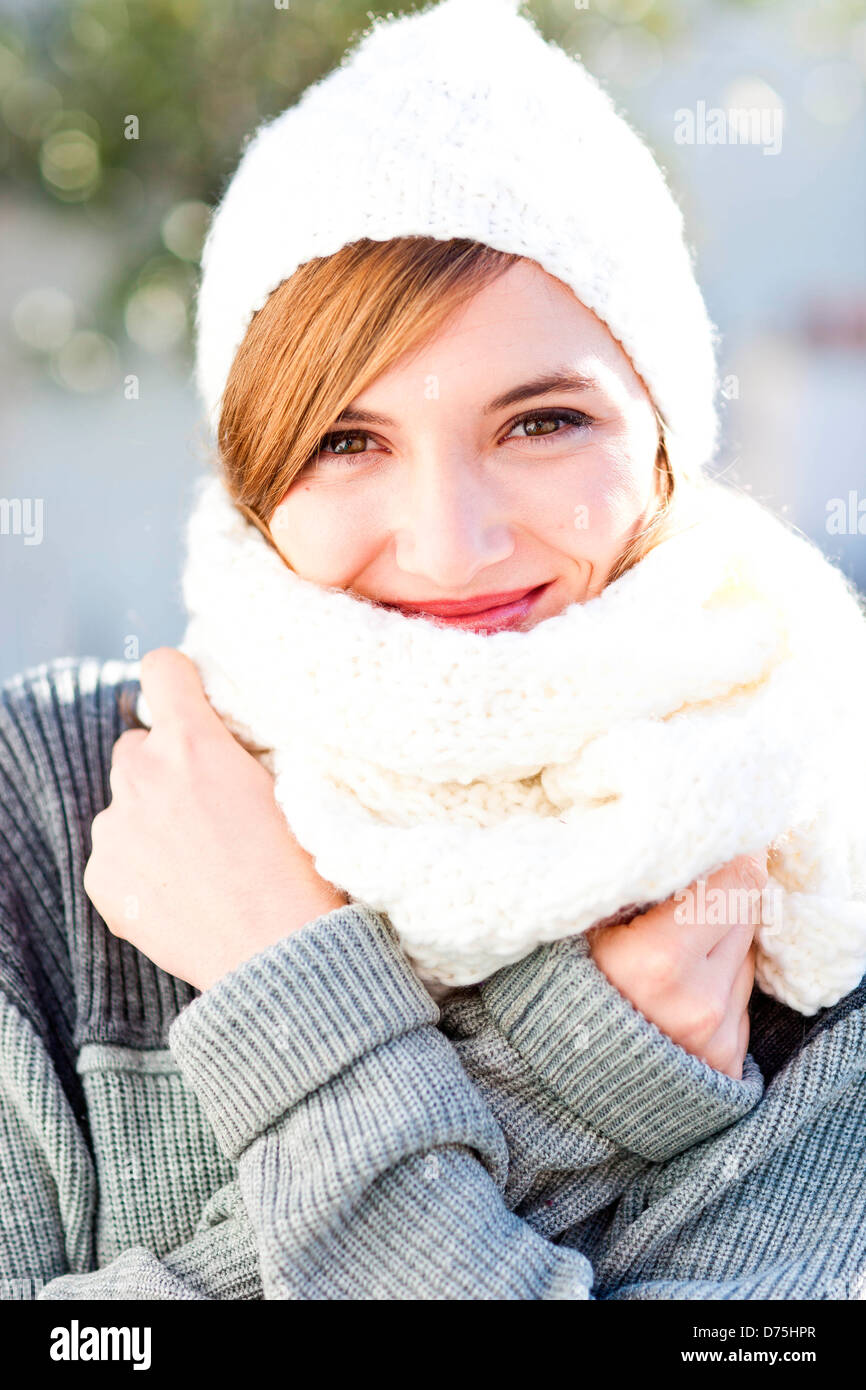 Portrait of woman in winter Stock Photo - Alamy