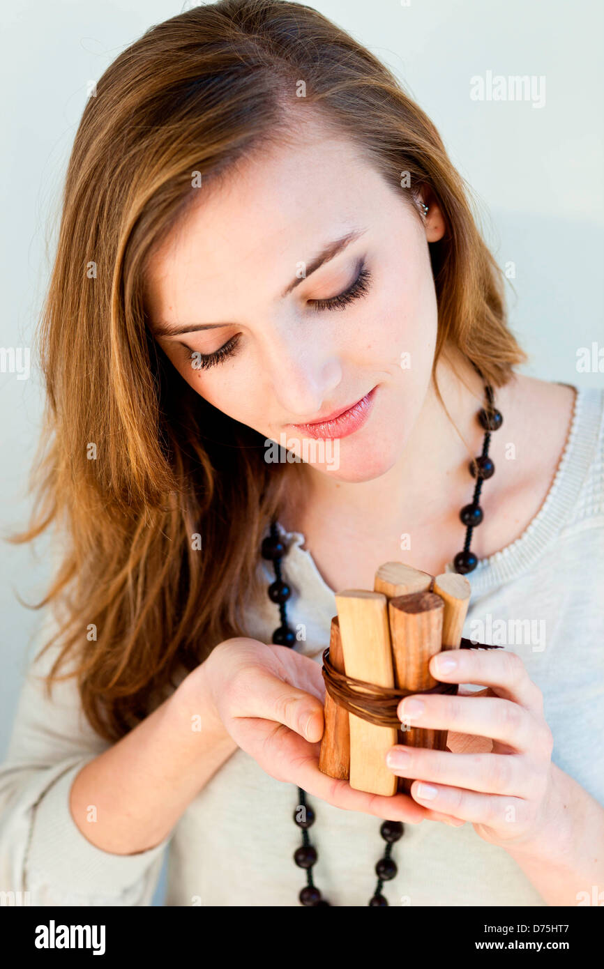 emale breathing of sandalwood Stock Photo - Alamy
