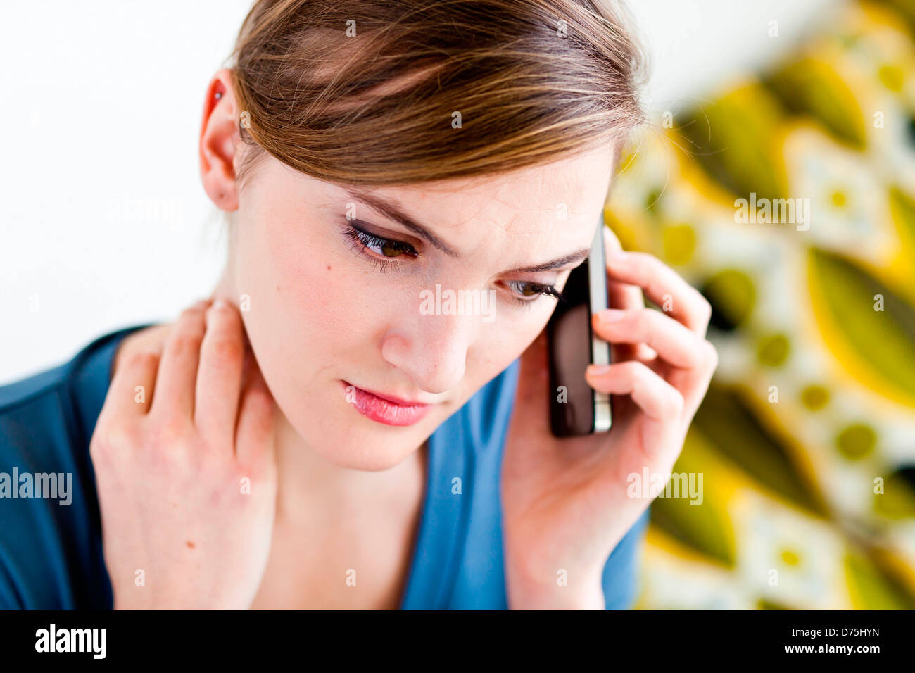 woman touching the screen of an iphone Stock Photo - Alamy