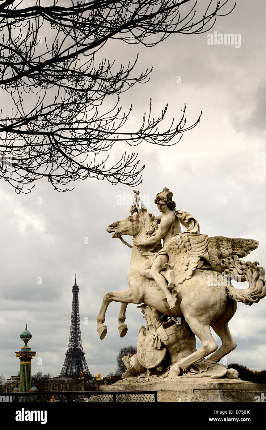 The Eiffel Tower from The Place de la Concorde Paris Stock Photo - Alamy