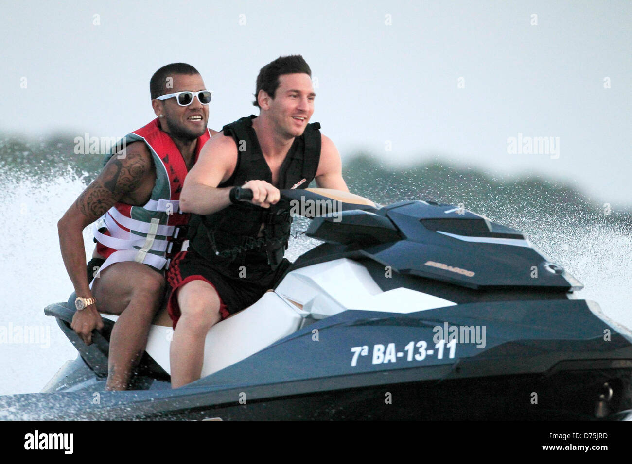 FC Barcelona footballer Lionel Messi is seen aboard a yacht enjoying ...
