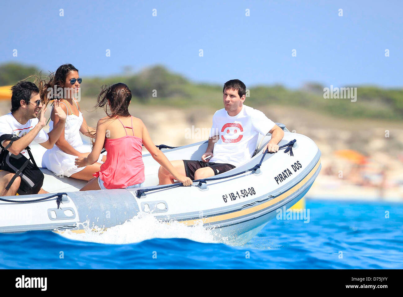 FC Barcelona footballer Lionel Messi is seen aboard a yacht enjoying ...