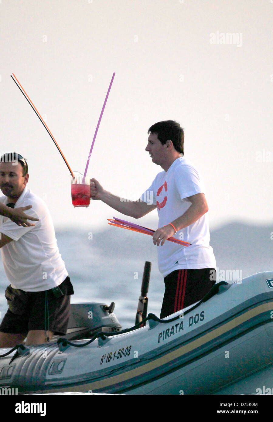 FC Barcelona footballer Lionel Messi is seen aboard a yacht enjoying ...