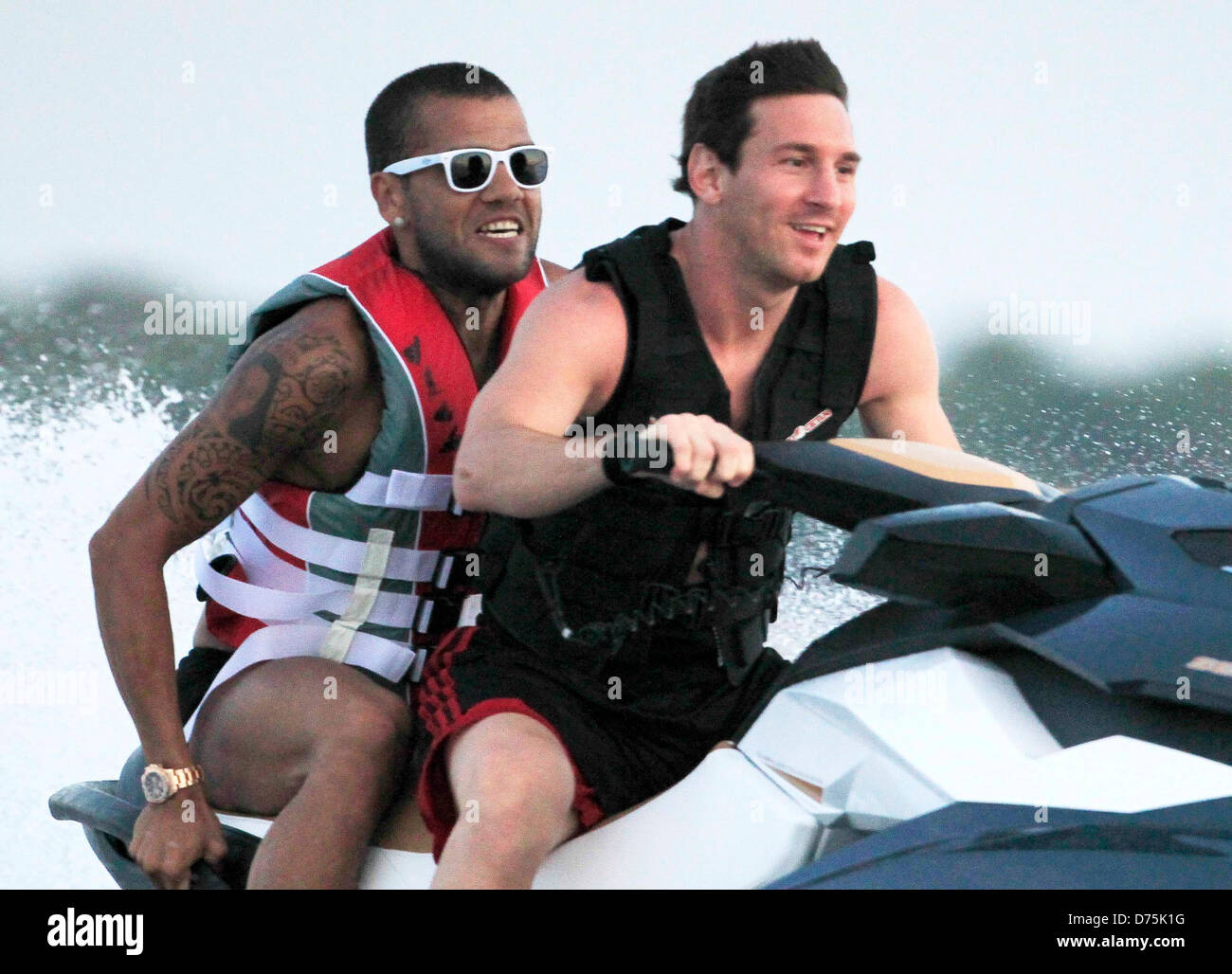 FC Barcelona footballer Lionel Messi is seen aboard a yacht enjoying ...