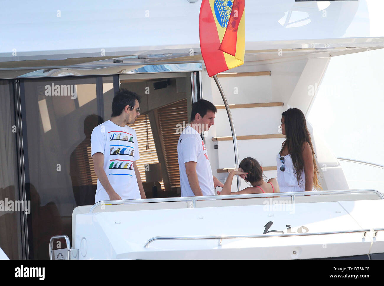 FC Barcelona footballer Lionel Messi is seen aboard a yacht enjoying ...