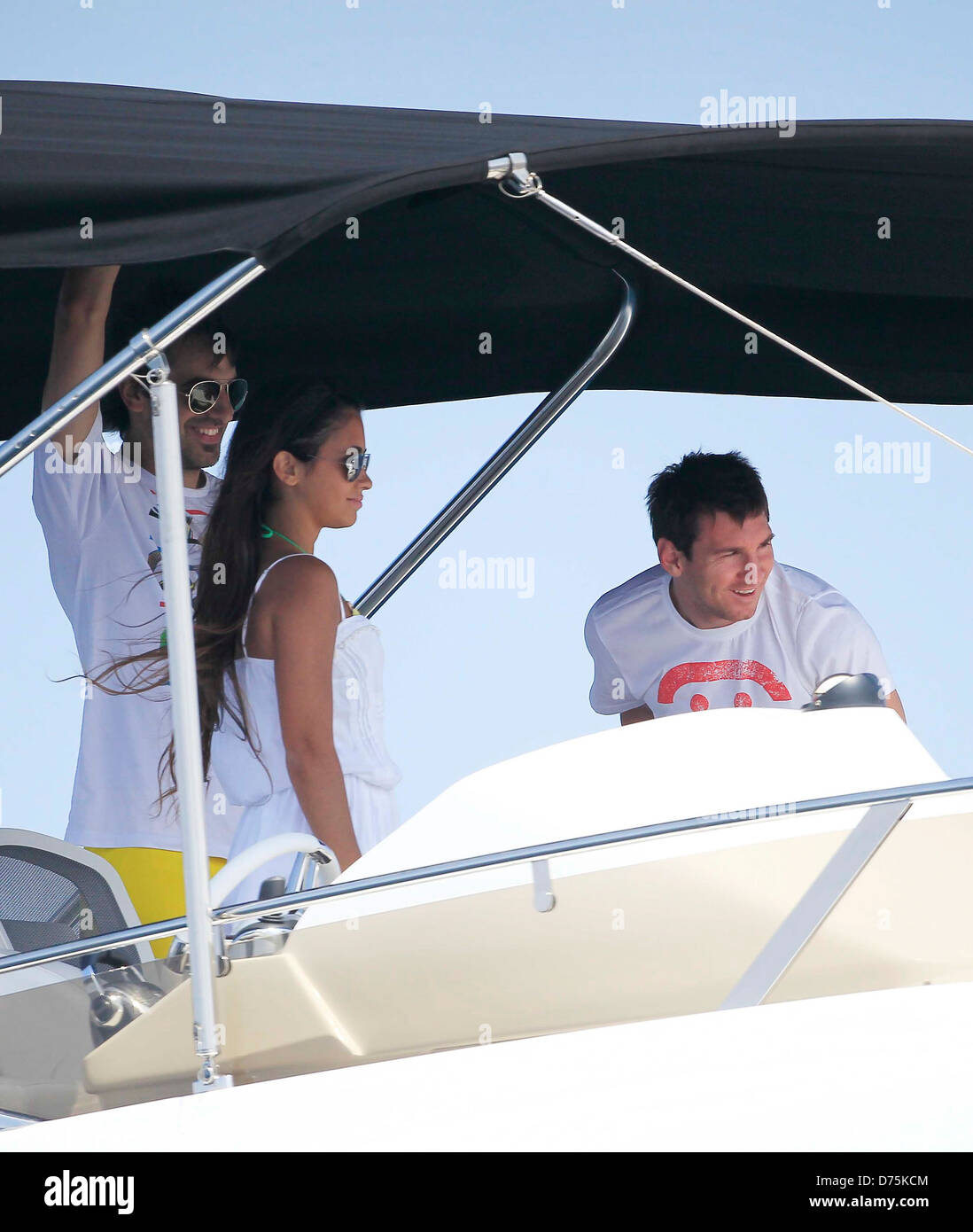 FC Barcelona footballer Lionel Messi is seen aboard a yacht enjoying ...