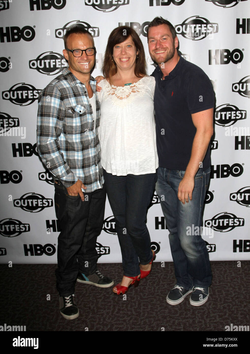 Chad Allen, Outfest executive director Kirsten Schaffer, Guido Gotz ...