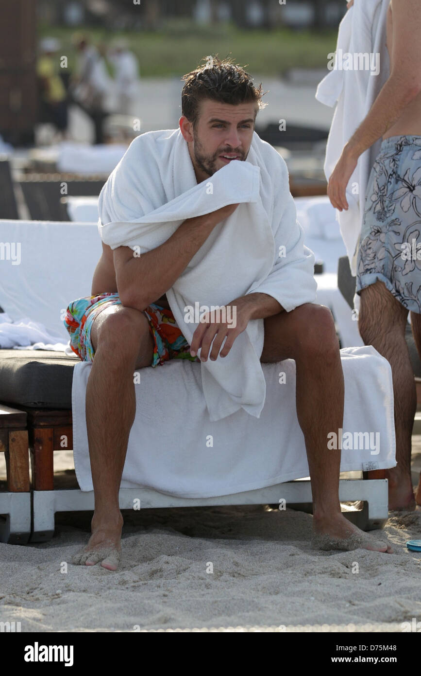 Spanish football player Gerard Pique is seen on vacation while in Miami ...