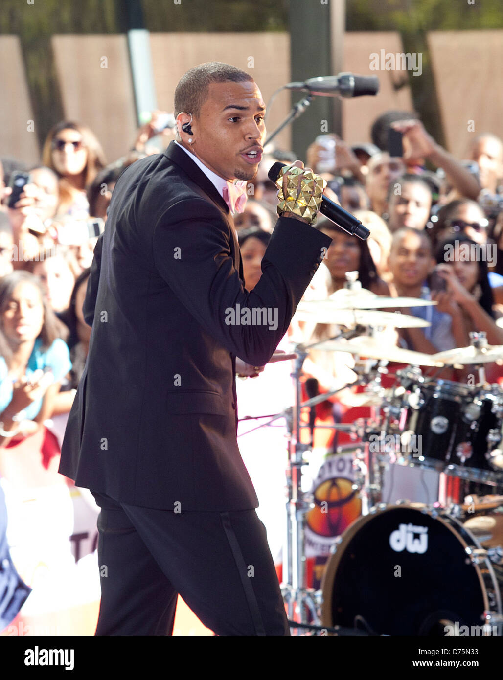 Chris Brown performing live at the Rockefeller Center as part of the ...