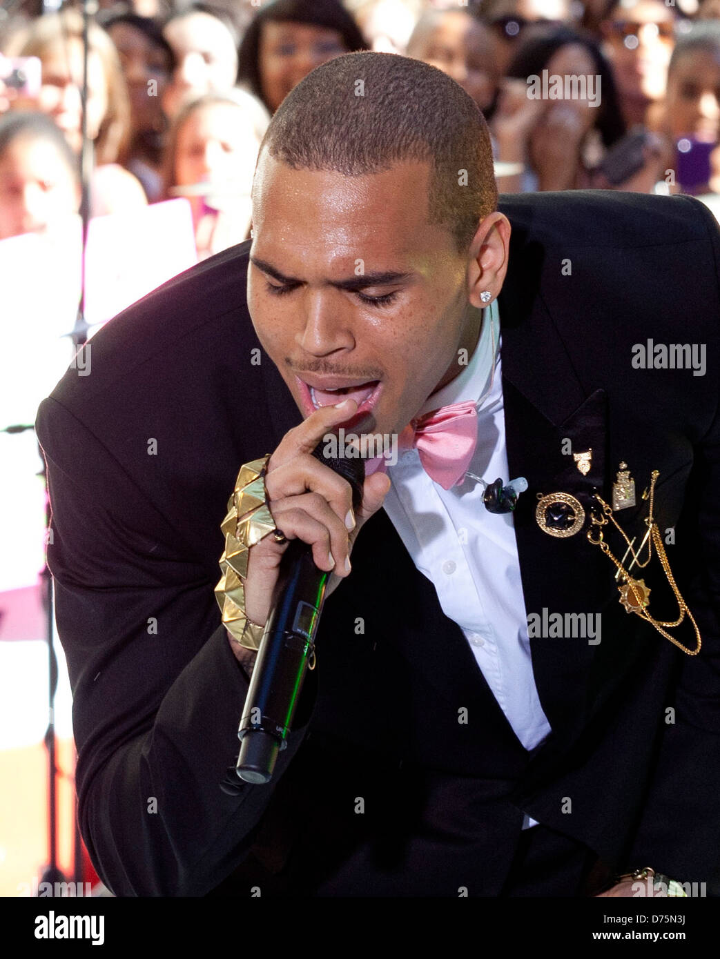 Chris Brown performing live at the Rockefeller Center as part of the ...