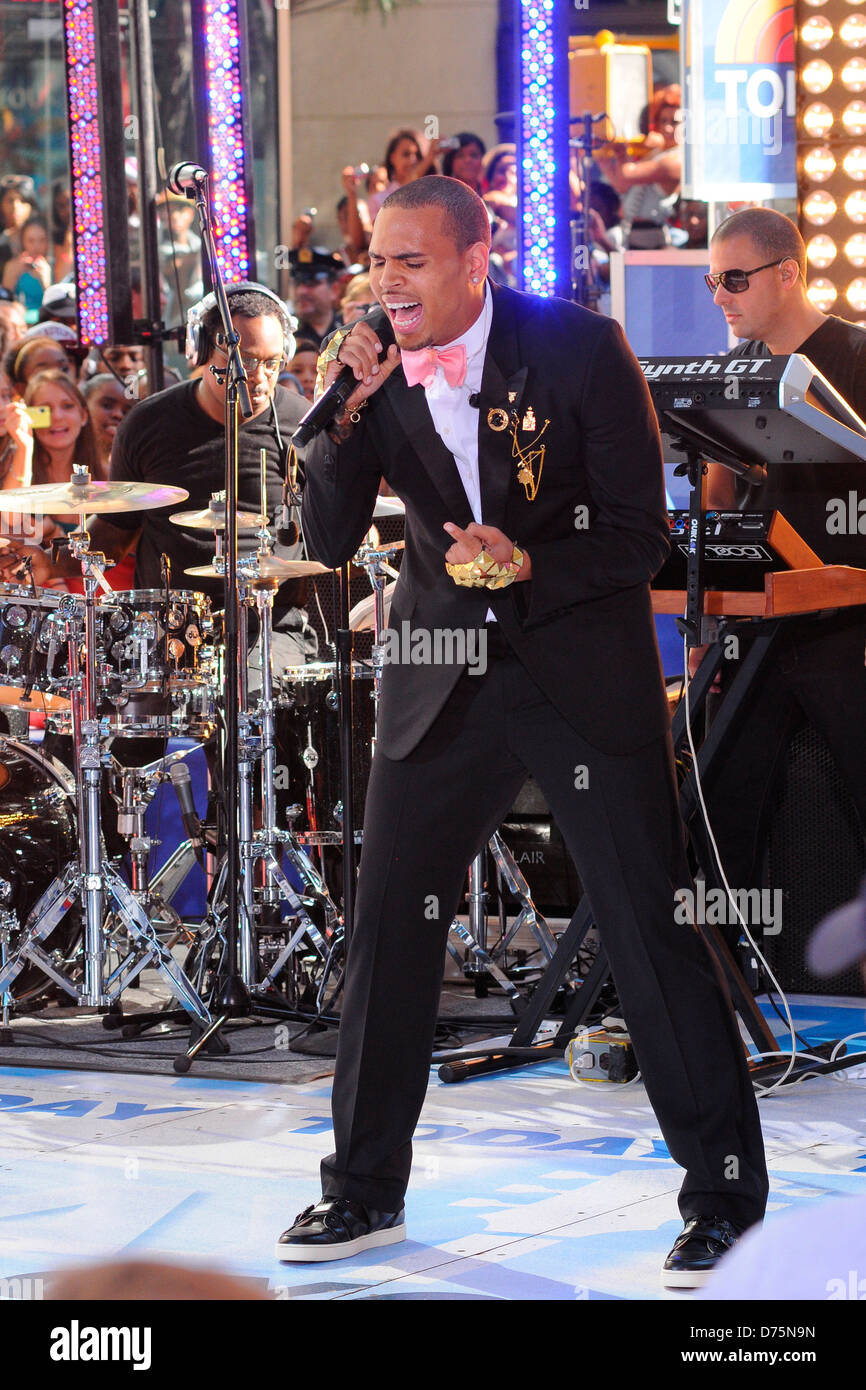 Chris Brown performing live at the Rockefeller Center as part of the ...