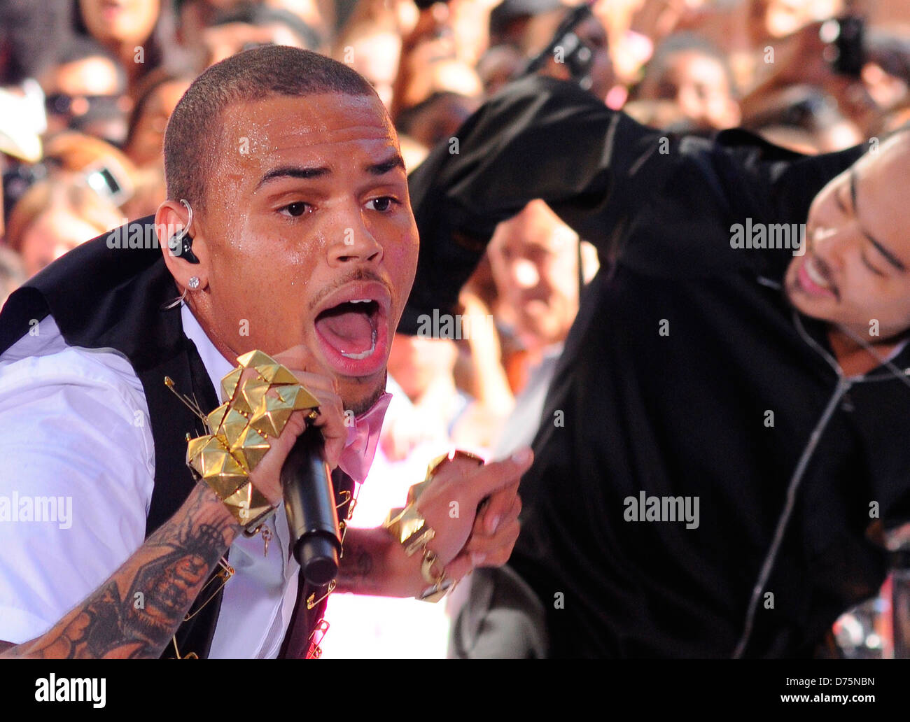 Chris Brown performing live at the Rockefeller Center as part of the ...