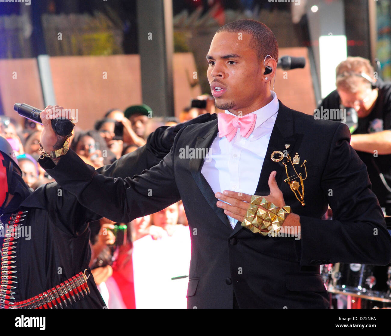 Chris Brown performing live at the Rockefeller Center as part of the ...