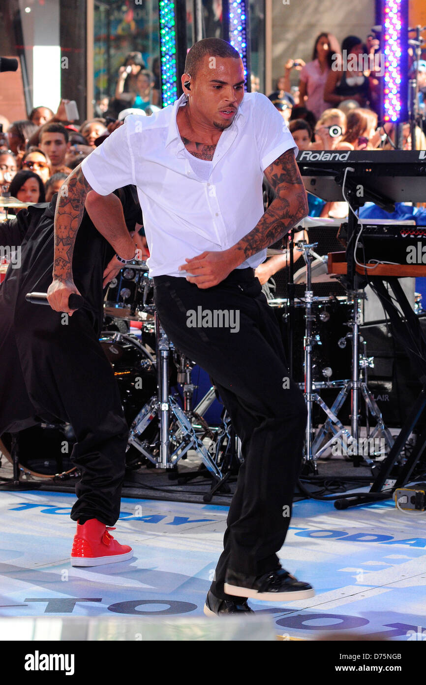 Chris Brown performing live at the Rockefeller Center as part of the ...