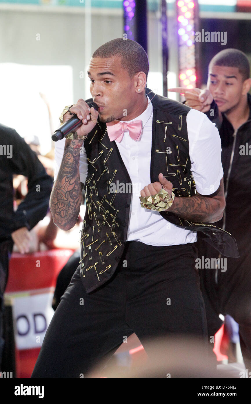 Chris Brown performing live at the Rockefeller Center as part of the ...