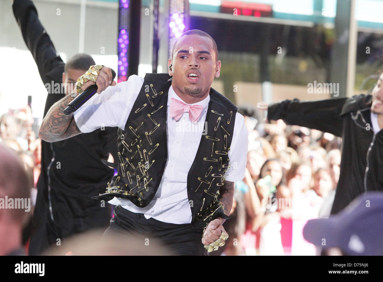 Chris Brown performing live at the Rockefeller Center as part of the ...